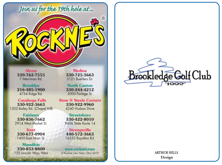 Scorecard - Brookledge Golf Course